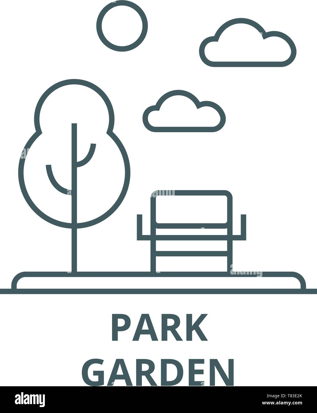 Park,garden vector line icon, linear concept, outline sign, symbol ...