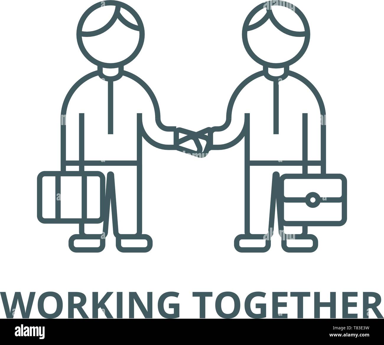 Partnership handshake,working together vector line icon, linear concept ...