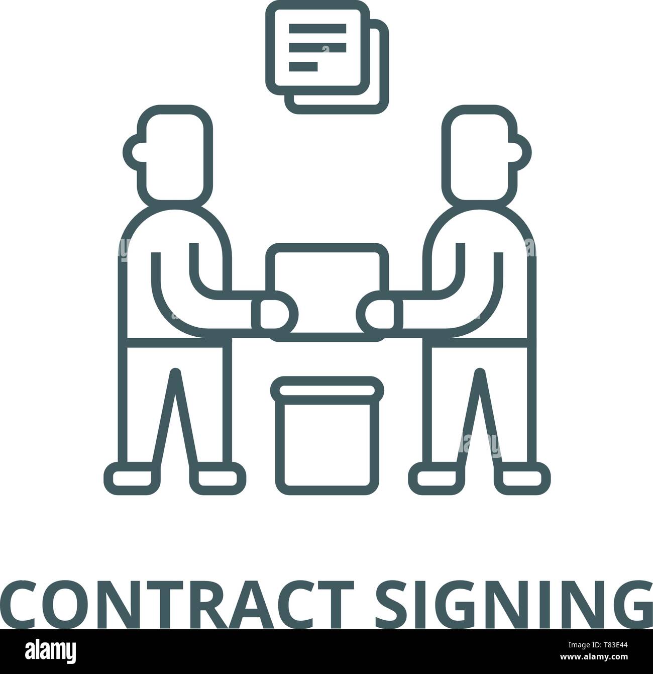 Partnership,contract signing vector line icon, linear concept, outline ...