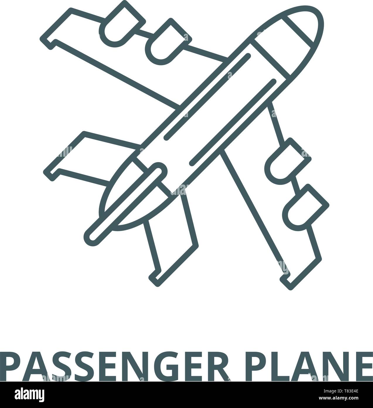 Passenger plane vector line icon, linear concept, outline sign, symbol ...