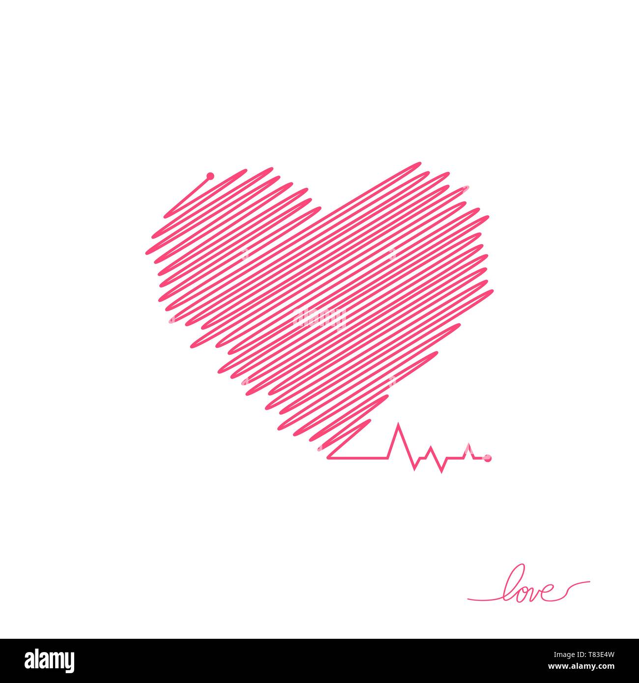 Heart pulse. Red and white colors. Heartbeat lone, cardiogram ...