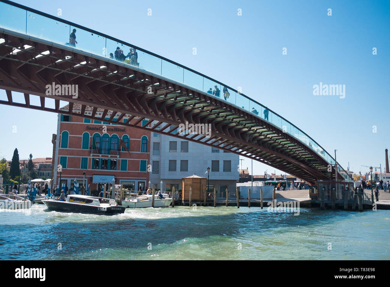 Venice, Italy - 10 may 2019: view from below of calatrava bridge during ...