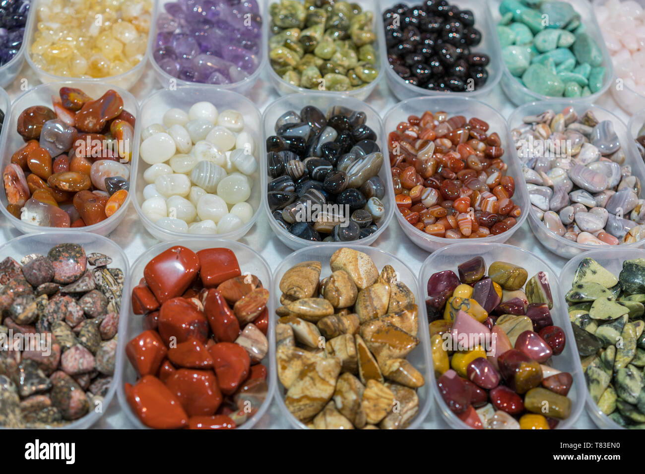 Various precious and semiprecious stones. Gemstone collection Stock ...