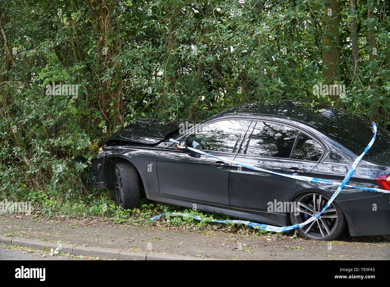 A single vehicle collision involving a car that has left the road at ...