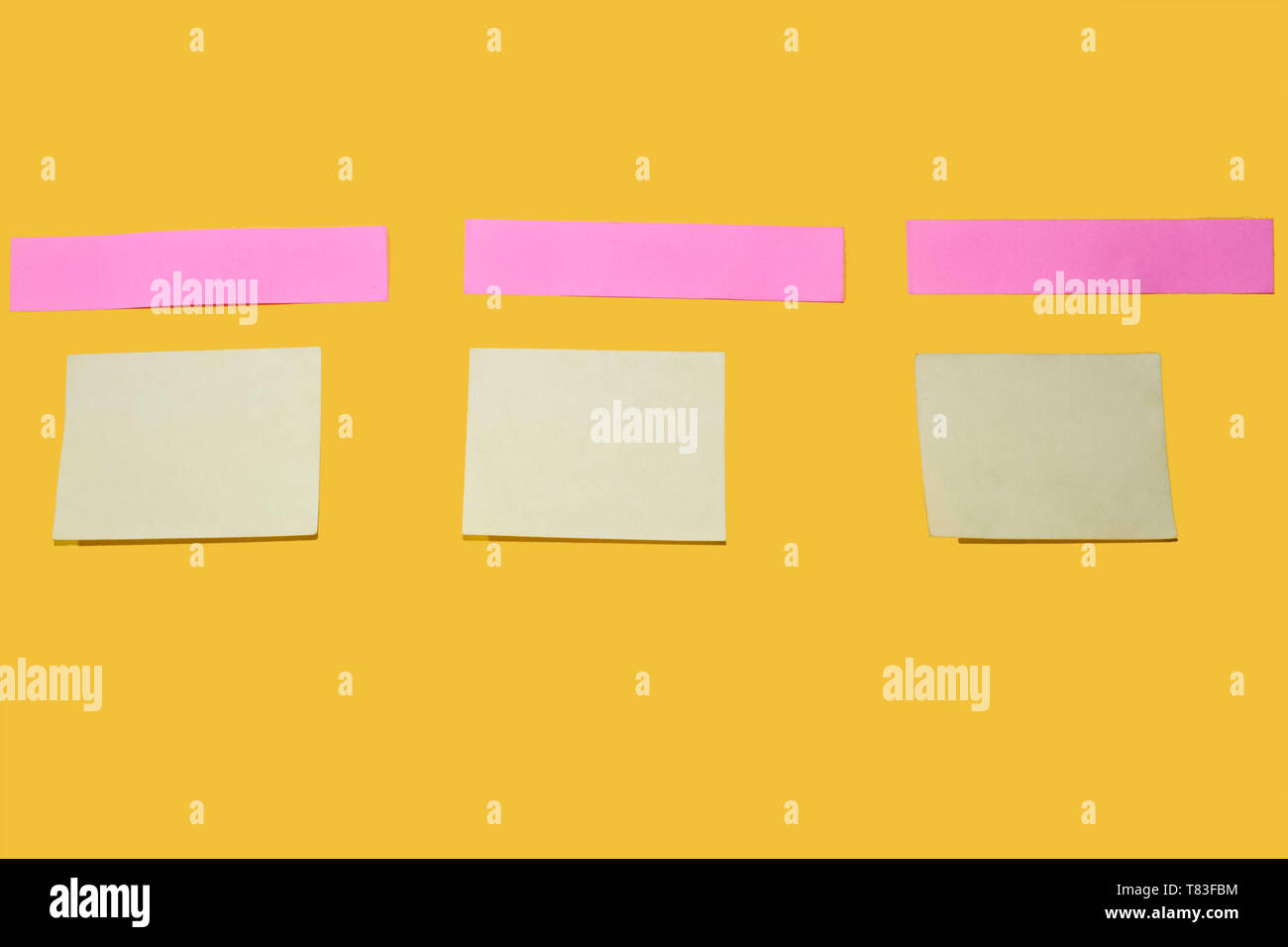 Blank sticky notes for messages and reminders. Yellow background ...