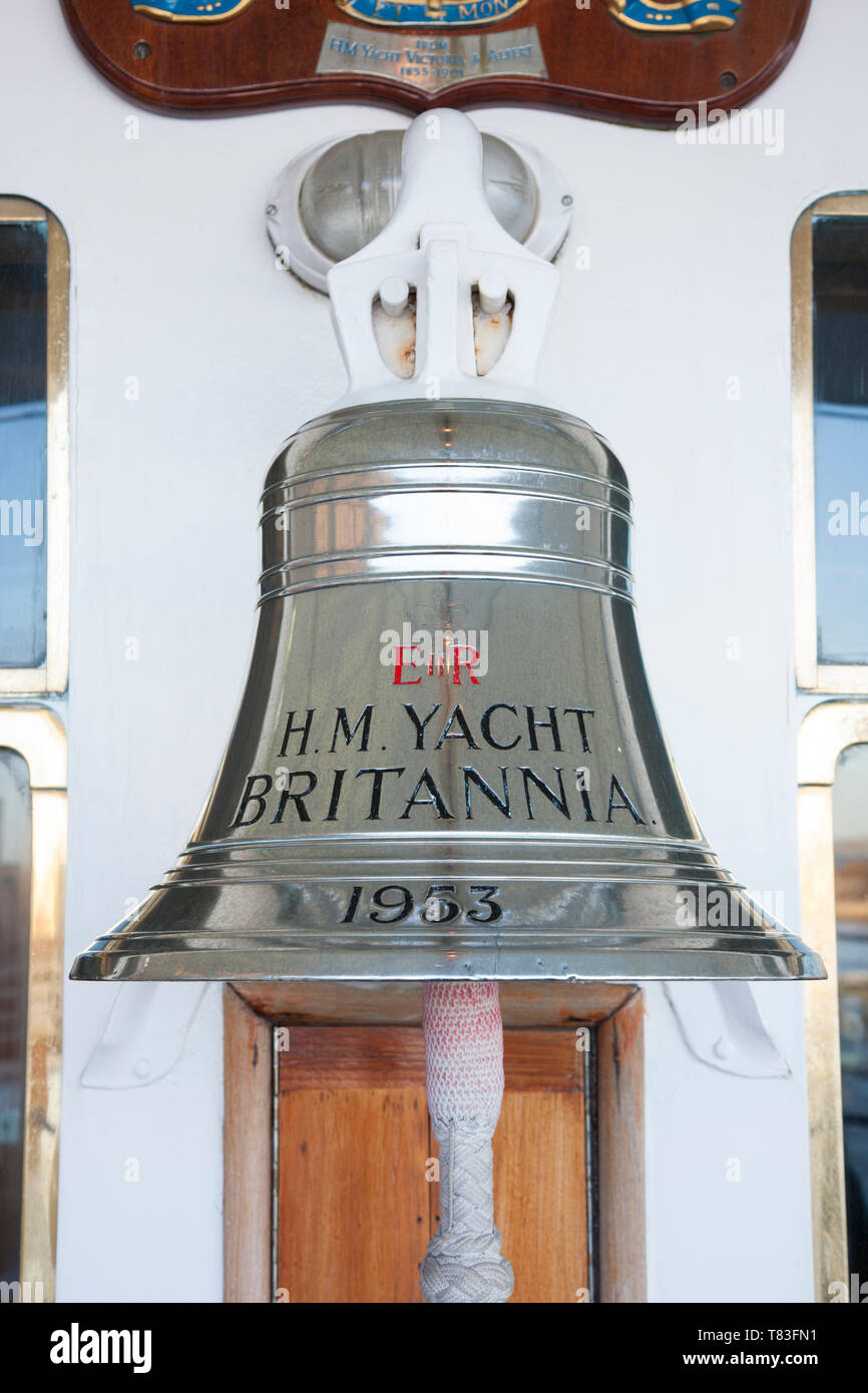 Edinburgh, City of Edinburgh, Scotland. Ship's bell on the iconic Royal ...
