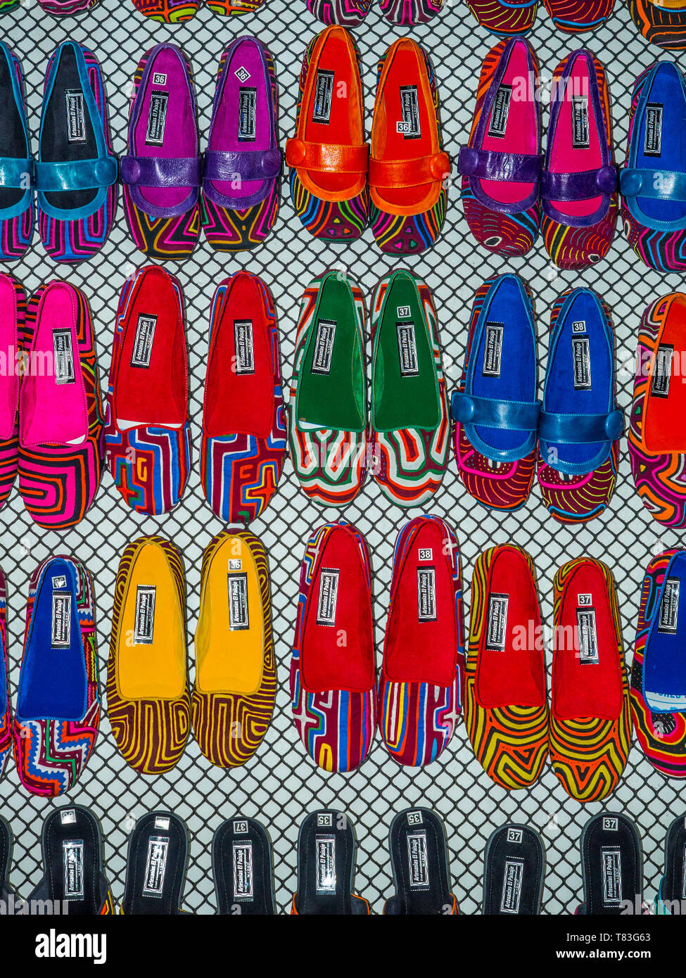 Bogota, Colombia - May 02, 2016: Colorful handicraft on the stalls ...