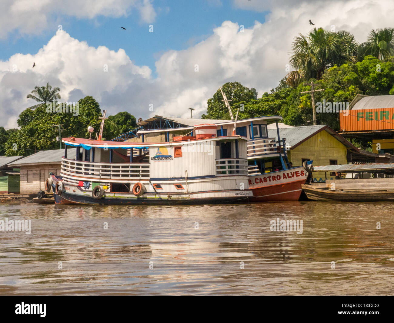 Benjamin Constant, Brazil - May 10, 2016: Boat in the port of Amazon ...