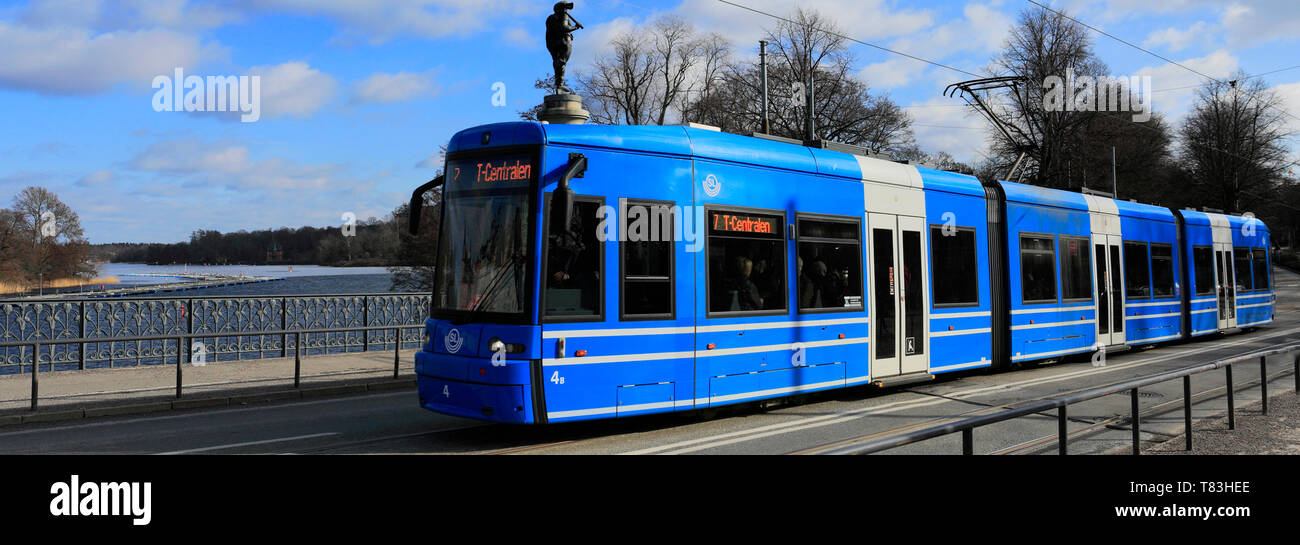 Electric Tram in Stockholm City, Sweden, Europe Stock Photo - Alamy