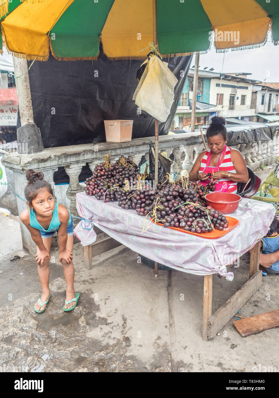 Iquitos, Peru - December 06, 2018: Market with various types of meat ...