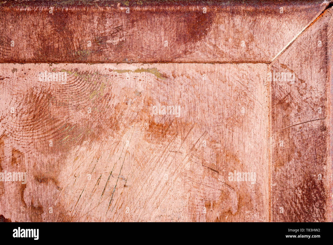 Scratched dirty dusty copper plate texture, old metal background ...
