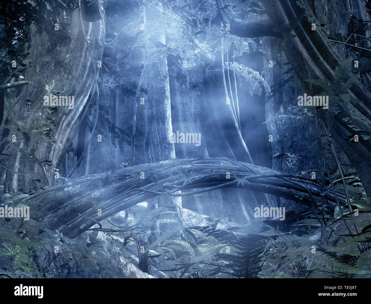 Enchanted blue forest Stock Photo - Alamy