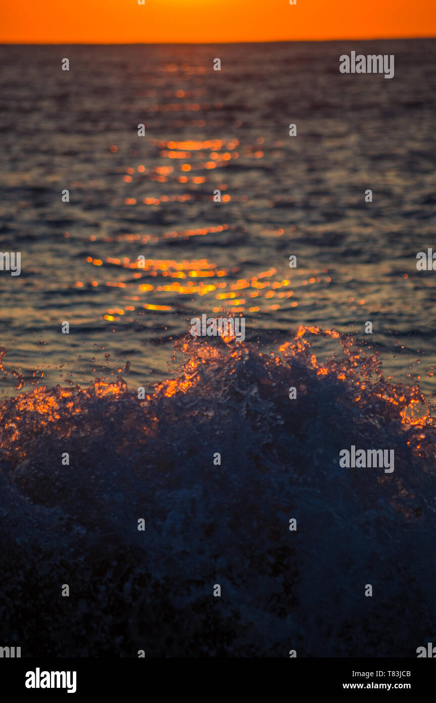 Summer sea sunset, the sun, waves and clouds, beautiful dramatic ...
