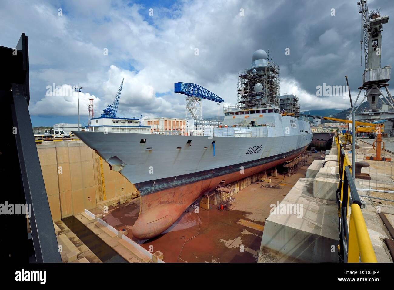 France, Var, Toulon, the naval base (Arsenal), the Forbin frigate in ...