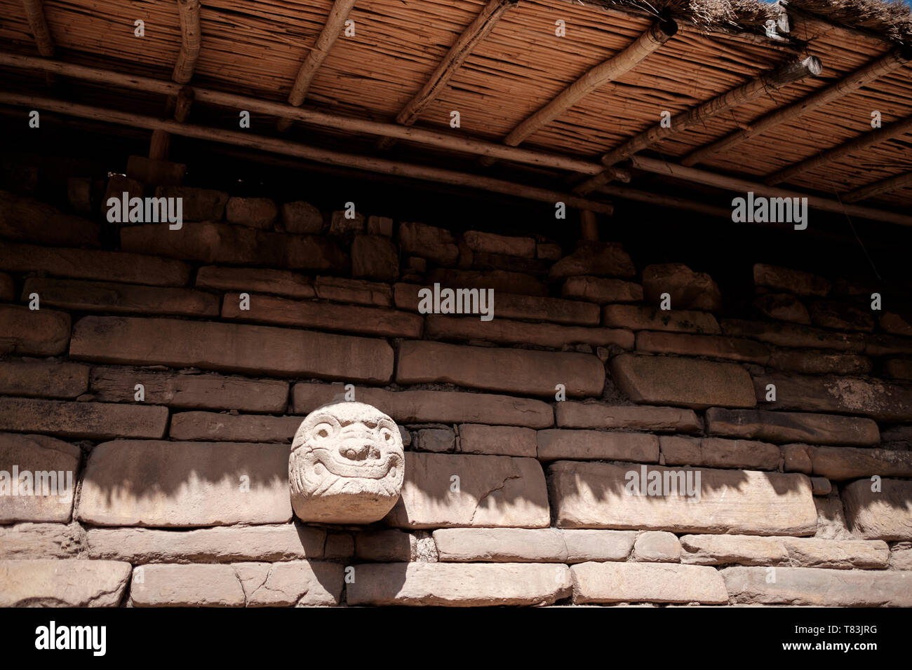Ancient stone tenon head or Cabeza Clava at Archeological site of ...