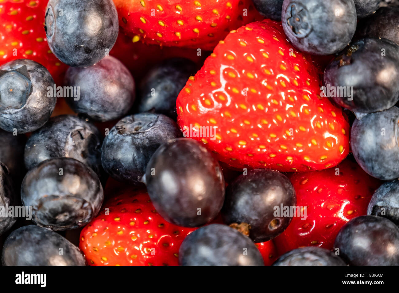 Strawberries and blueberries ready to eat Stock Photo - Alamy