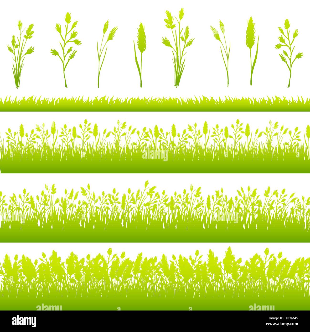 Green grass borders set on white background vector Stock Vector Image ...