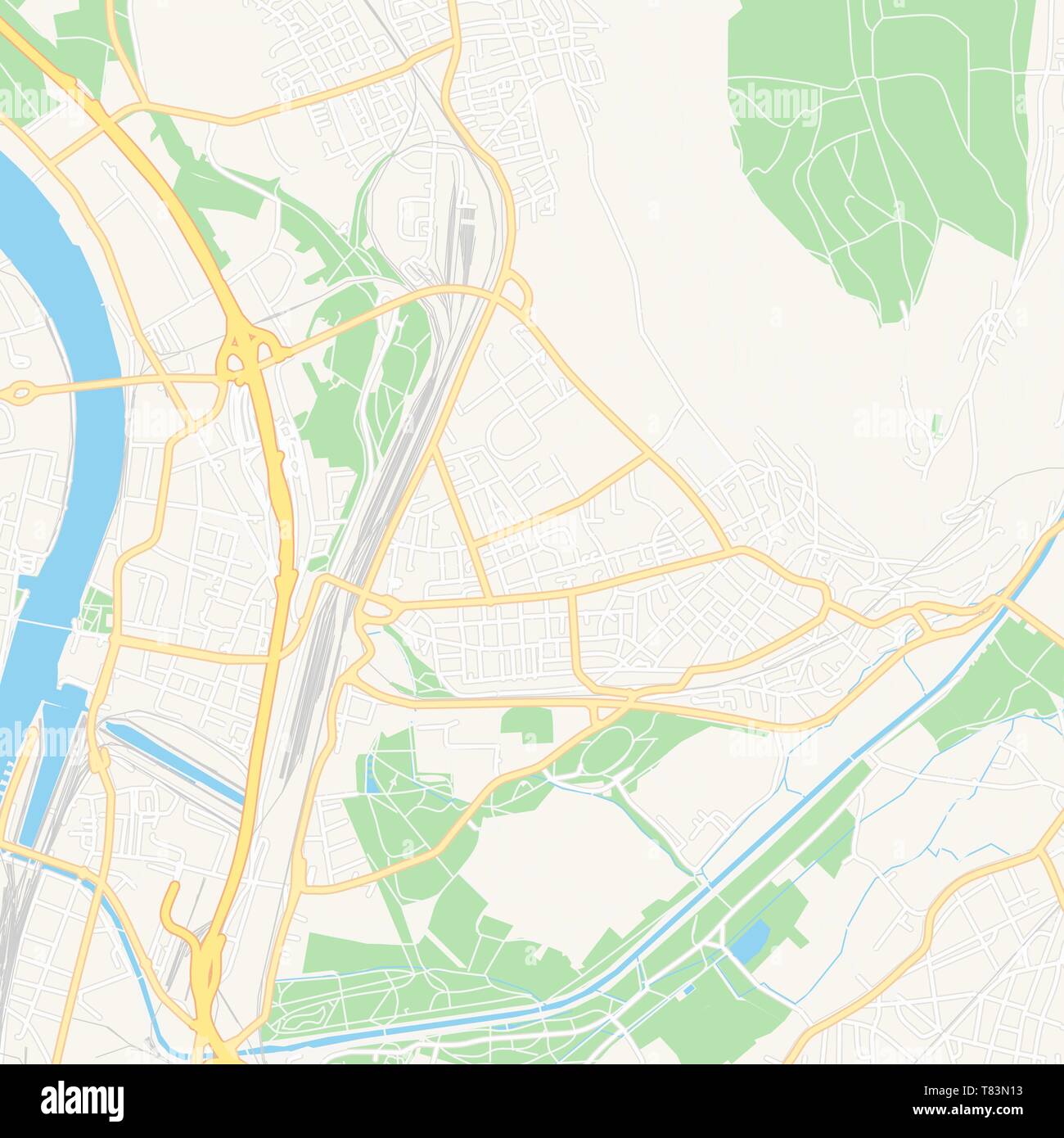 Printable map of Weil am Rhein, Germany with main and secondary roads ...