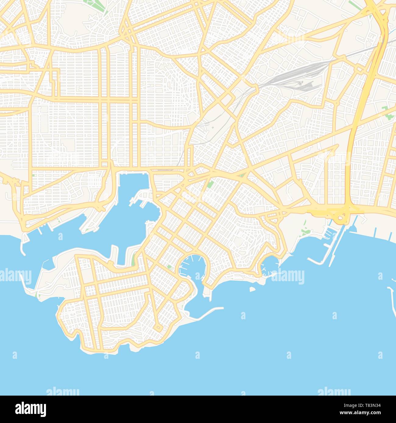 Printable map of Piraeus, Greece with main and secondary roads and ...