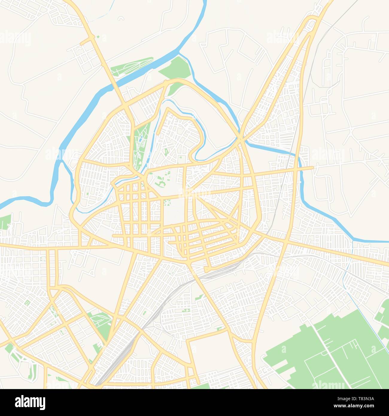 Printable map of Larissa, Greece with main and secondary roads and ...