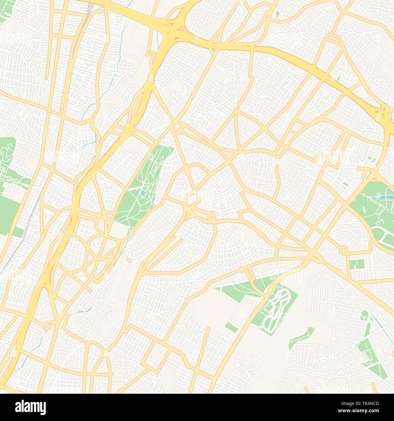 Printable map of Nea Ionia, Greece with main and secondary roads and ...