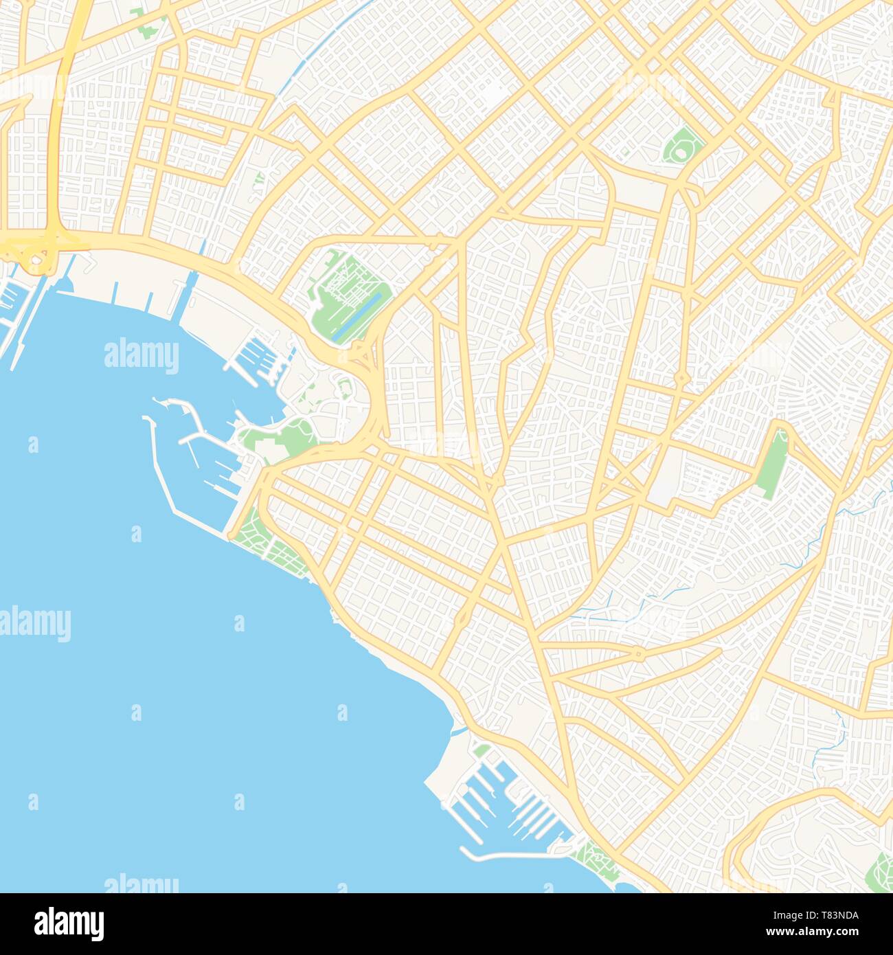 Printable map of Palaio Faliro, Greece with main and secondary roads ...