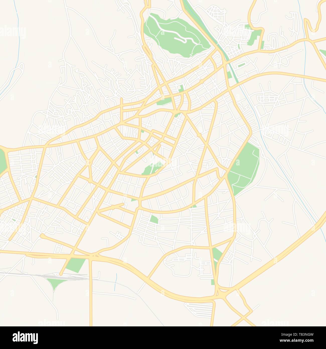 Printable map of Serres, Greece with main and secondary roads and ...