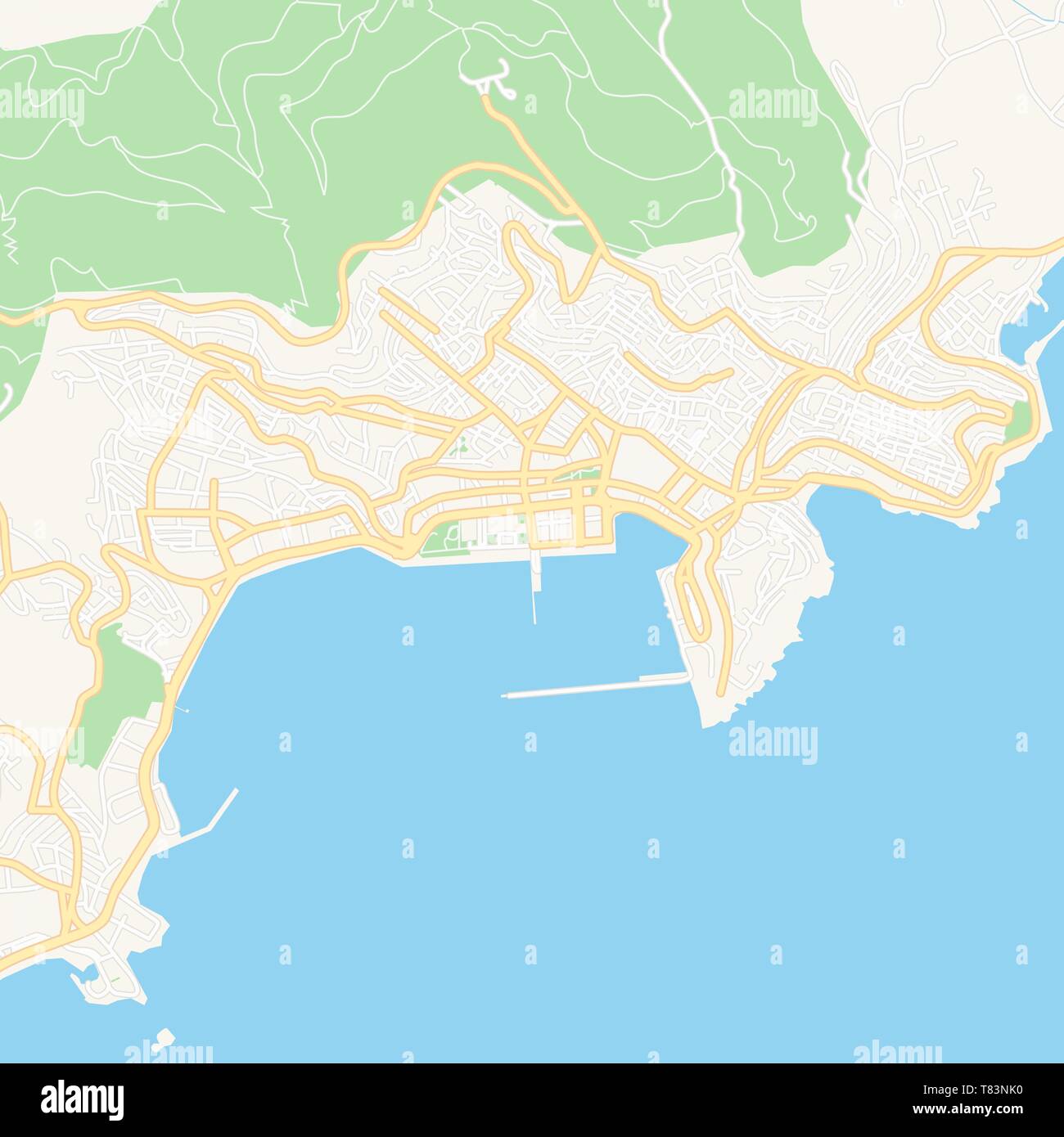 Printable map of Kavala, Greece with main and secondary roads and ...