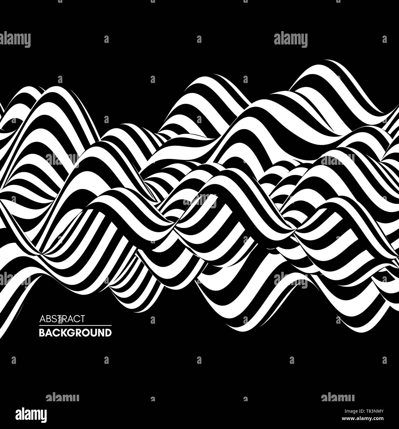 Black and white design. Pattern with optical illusion. Abstract 3D ...