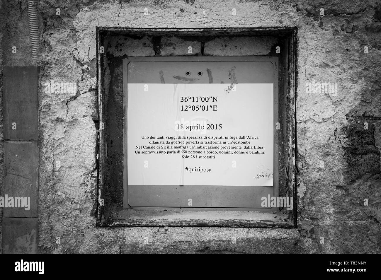 Italy, Matera, migrants epitaph Stock Photo - Alamy