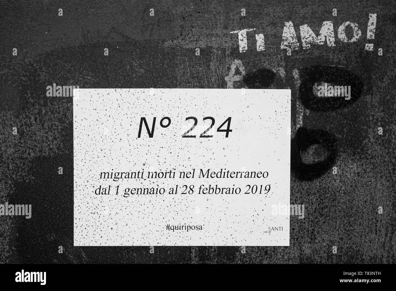 Italy, Matera, migrants epitaph Stock Photo - Alamy