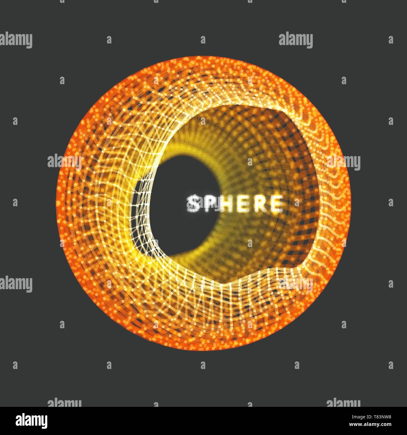 Sphere With Connected Lines And Dots Wireframe Illustration Abstract 3d Grid Design