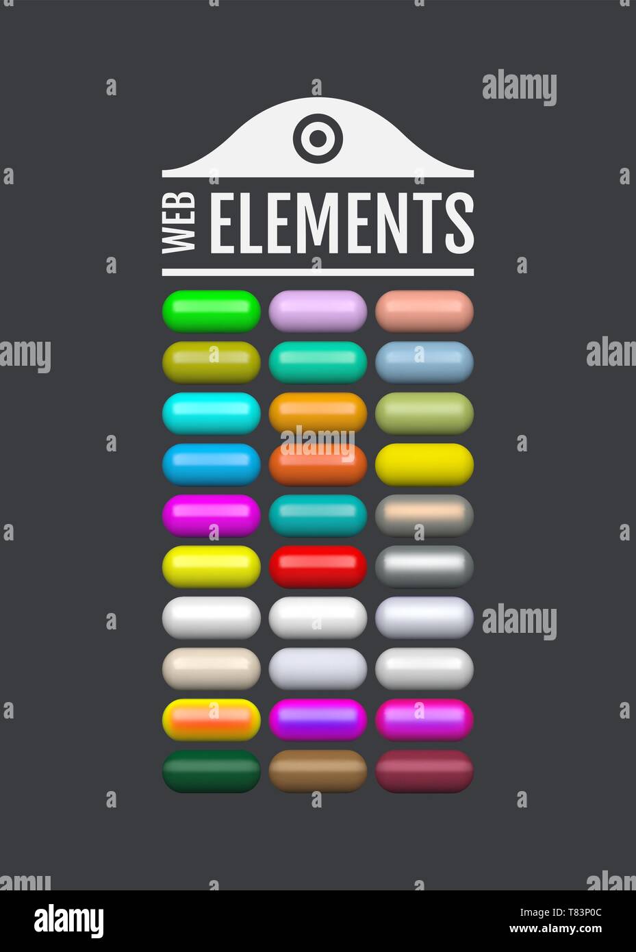 Glossy web elements. Colored oval buttons for your design. 3d glass ...