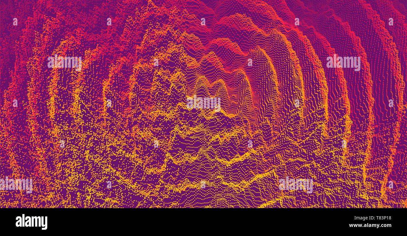 3D wavy background with ripple effect. Vector illustration with ...