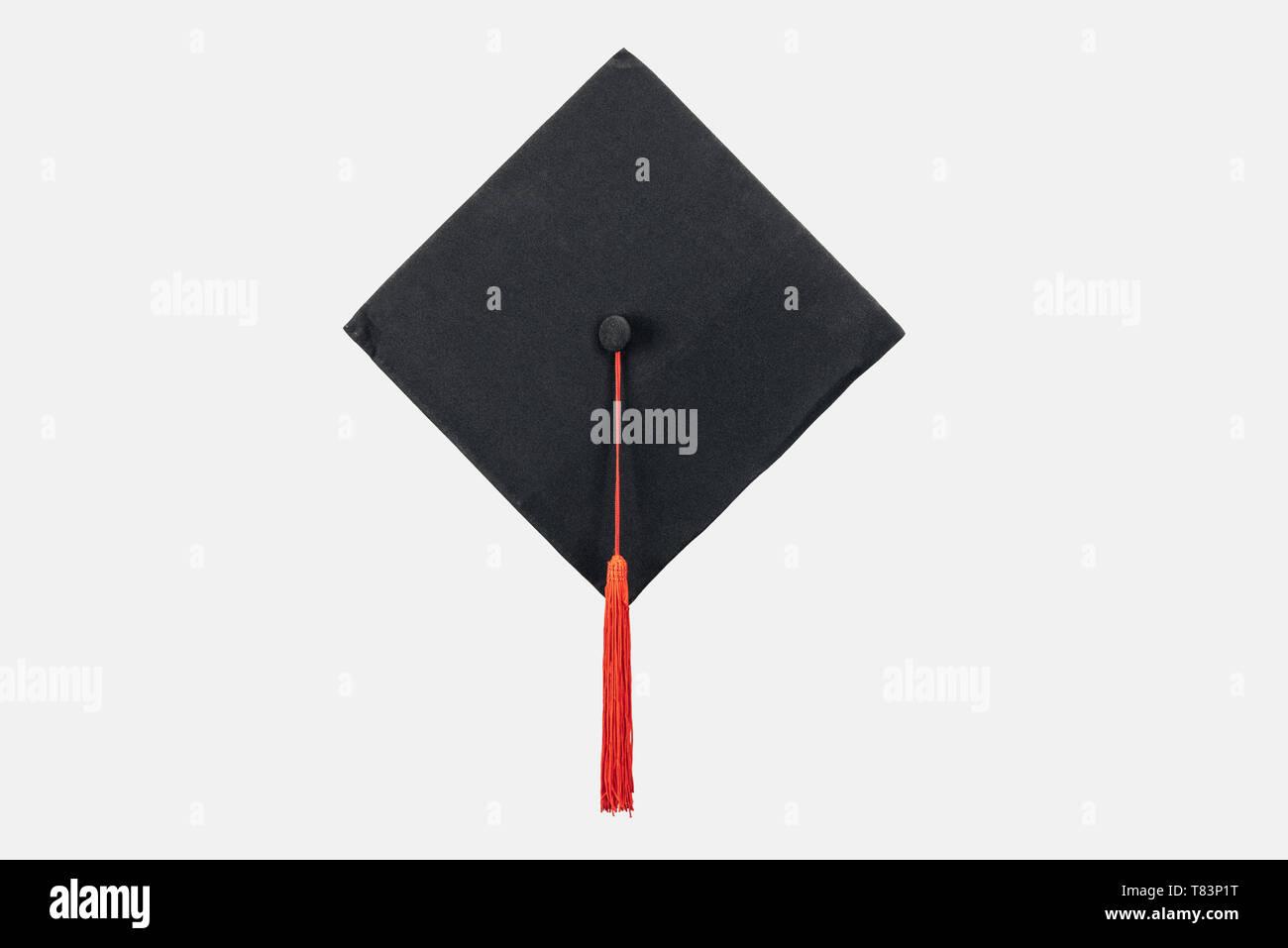 Black academic cap with red tassel isolated on white Stock Photo - Alamy