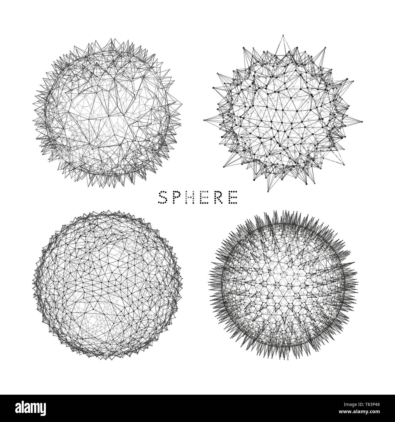 Sphere with connected lines. Global digital connections. Wireframe ...