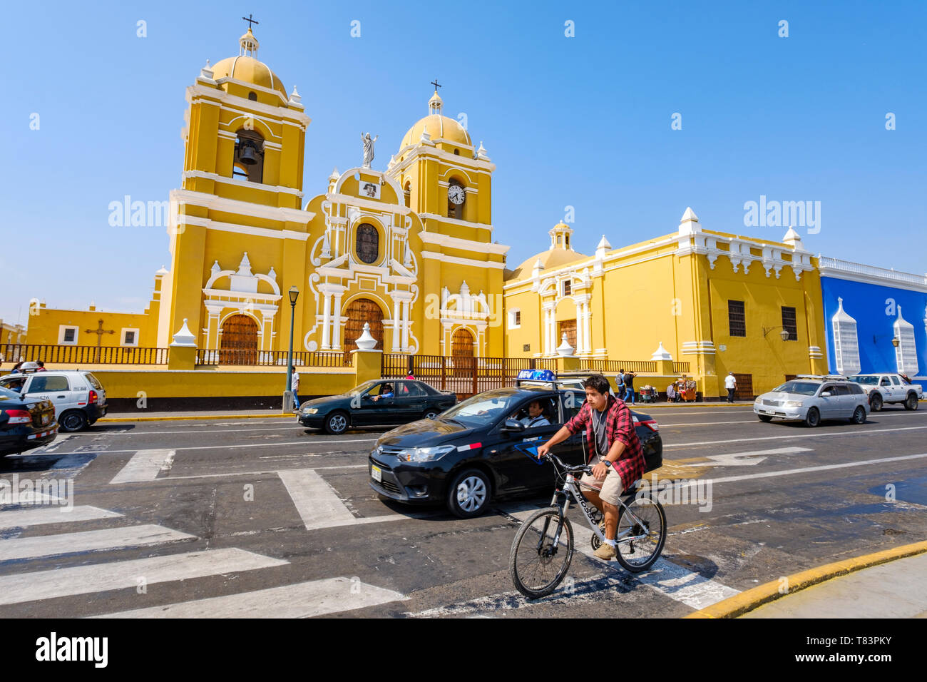 Beautiful Cathedral of Trujillo on the Plaza de Armas or Main Square of ...
