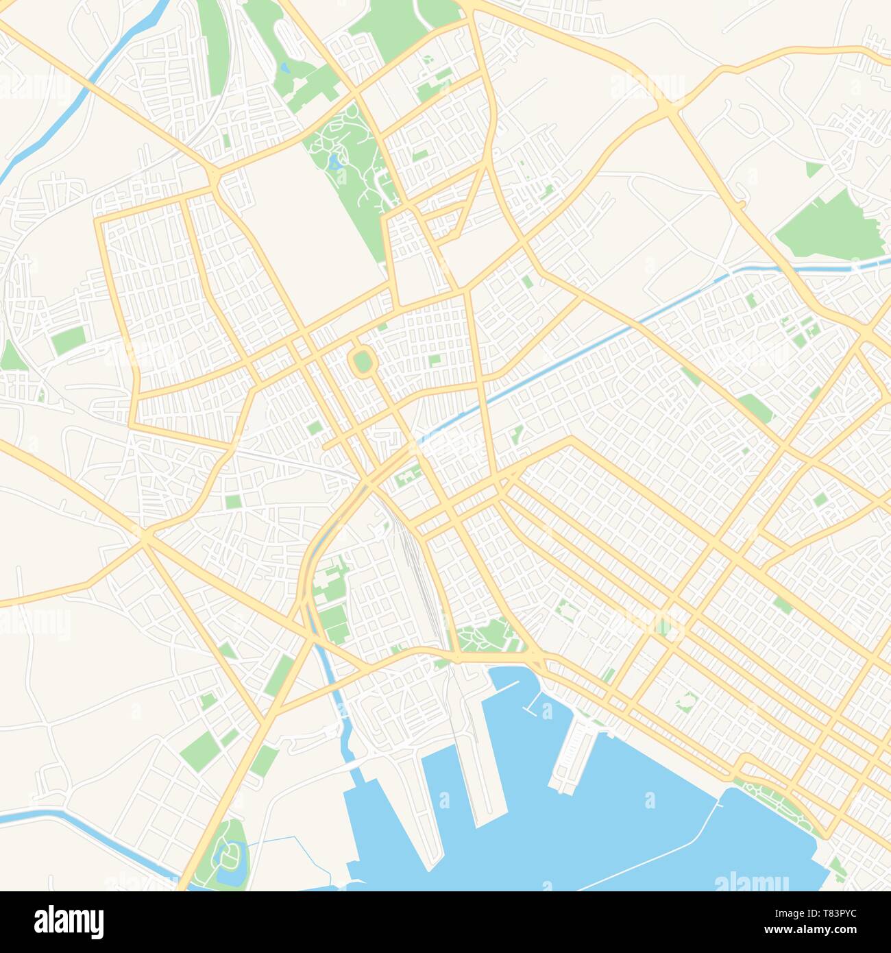 Printable map of Nea Ionia, Greece with main and secondary roads and ...