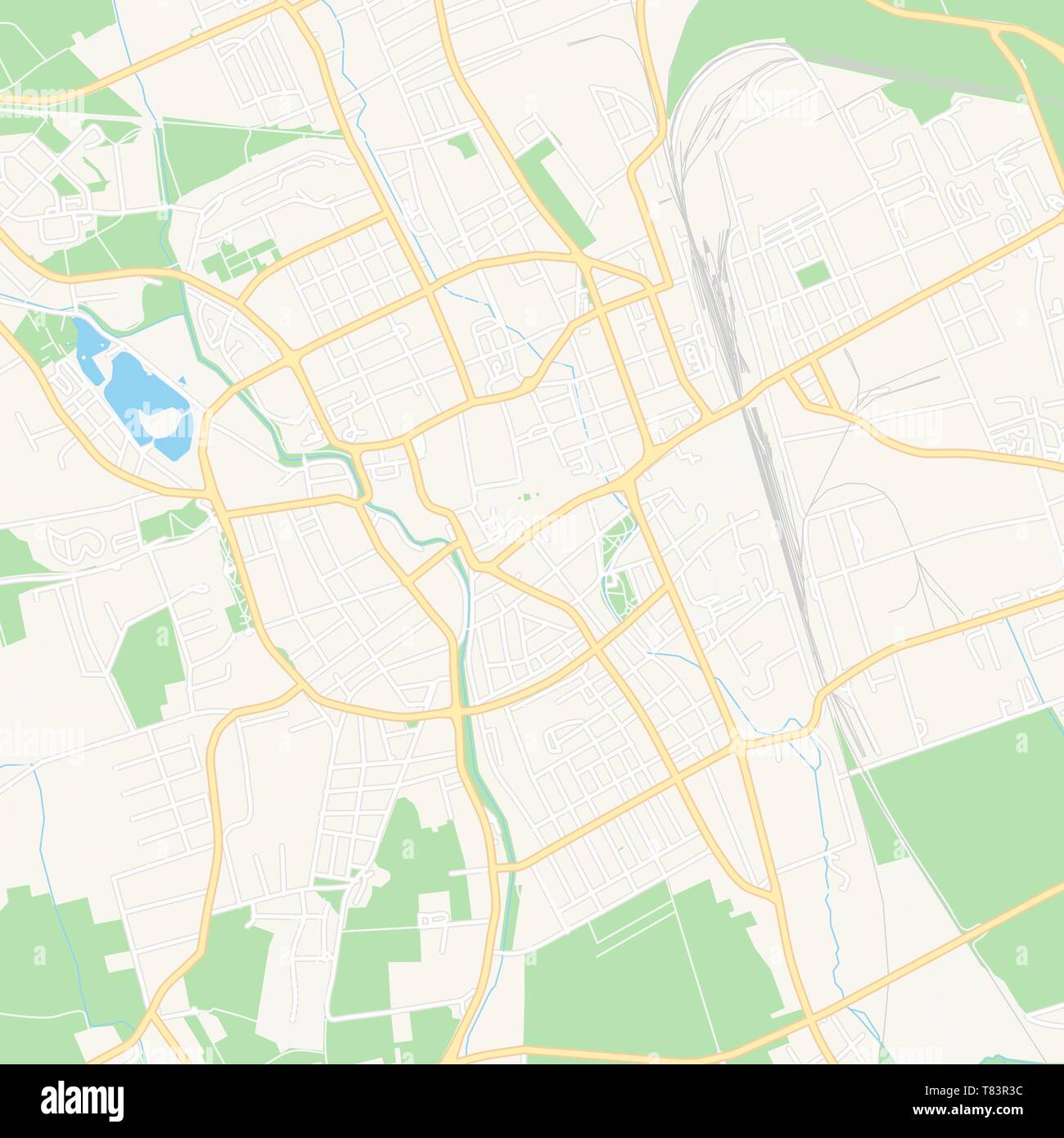 Printable map of Szombathely, Hungary with main and secondary roads and ...