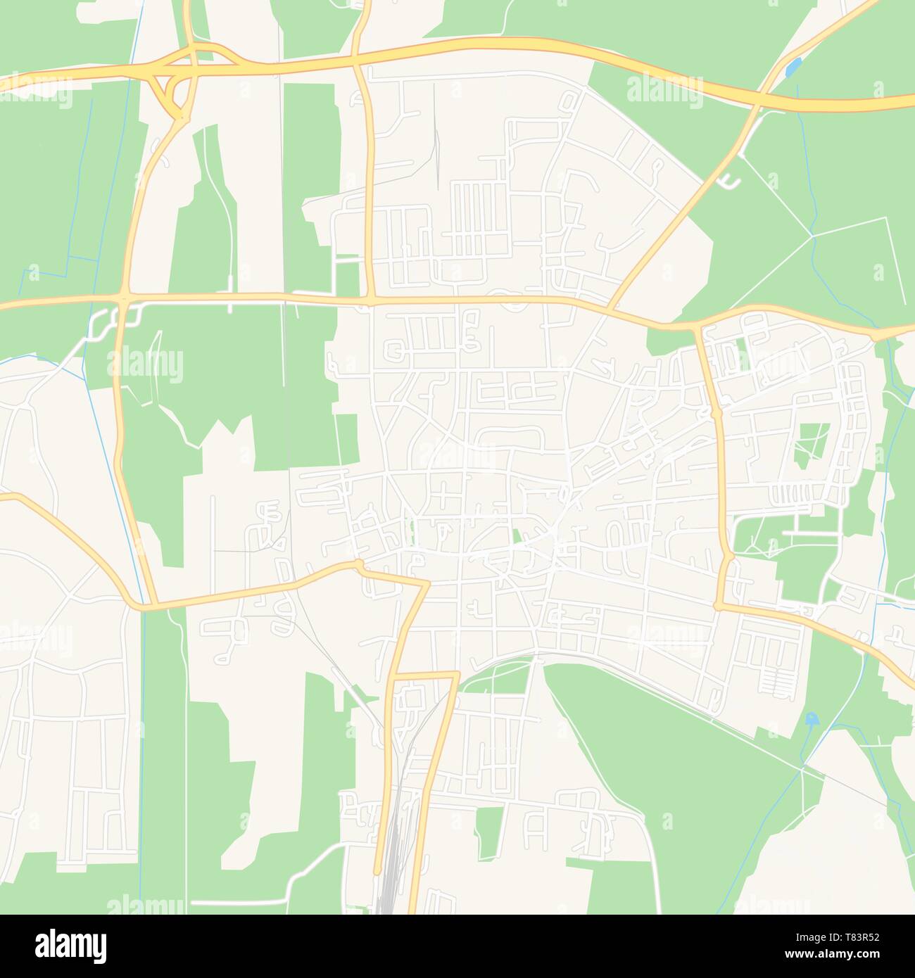 Printable map of Nagykanizsa, Hungary with main and secondary roads and ...