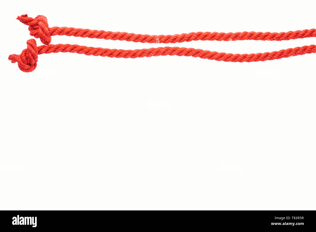 red long lines with ropes isolated on white Stock Photo - Alamy
