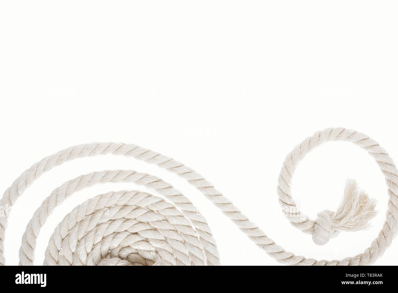 white and long rope with knot and curl isolated on white Stock Photo ...