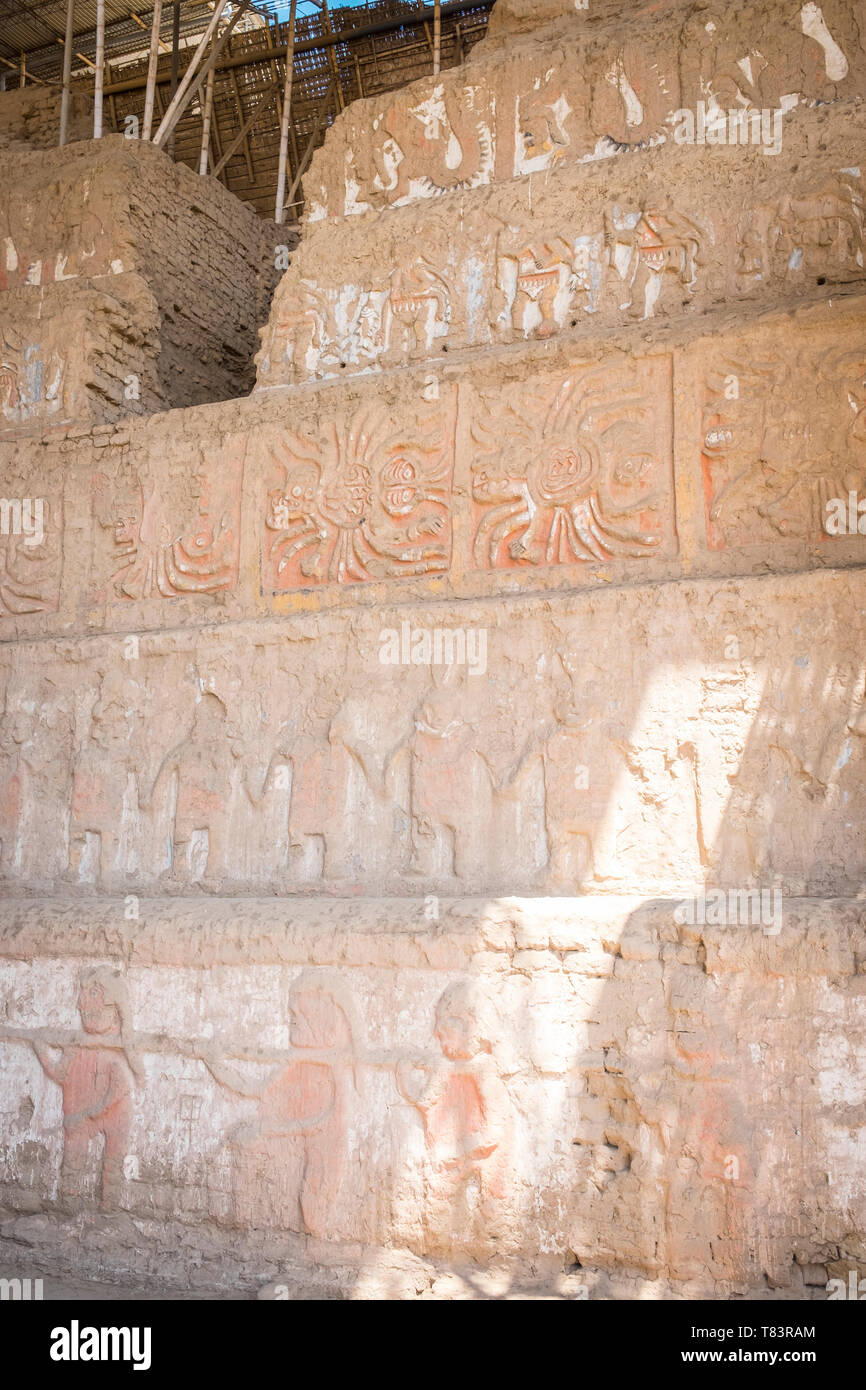 Detail of the Superposition of the Old Temple facades in the Huaca of ...