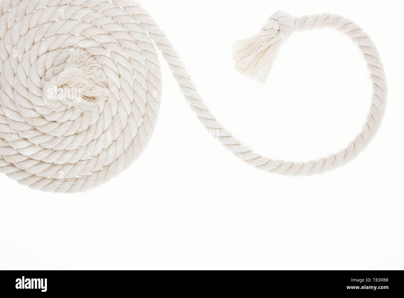 white, curled and long rope with knot isolated on white Stock Photo - Alamy