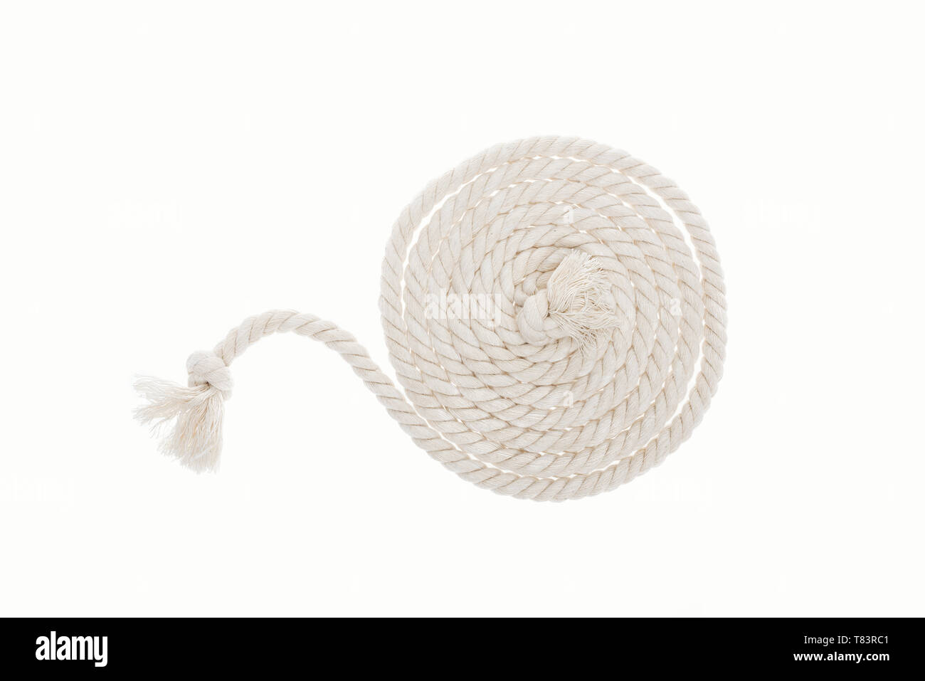 long white twisted rope with knots isolated on white Stock Photo - Alamy
