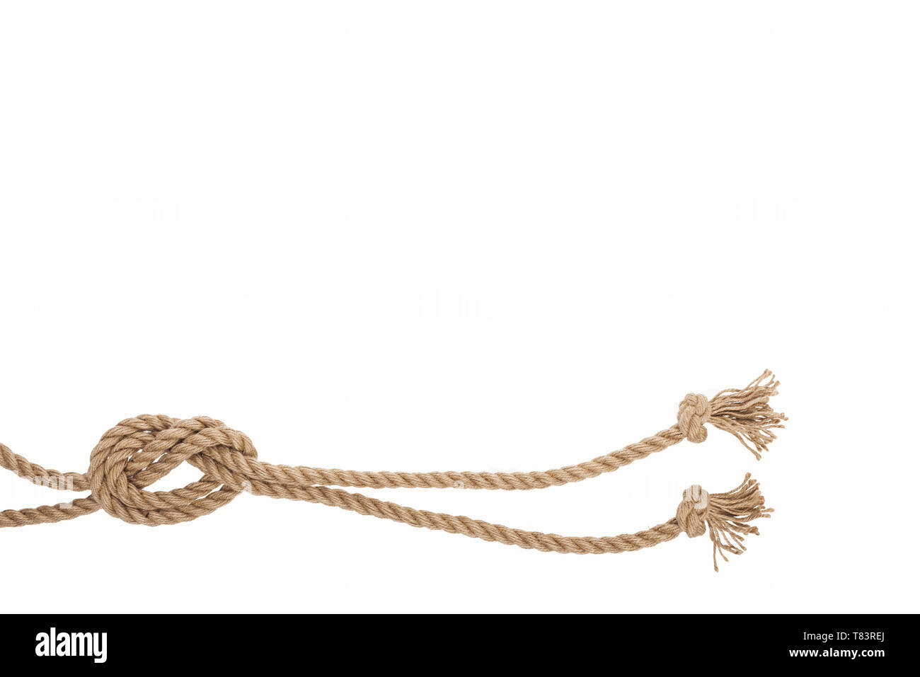 nautical brown and twisted ropes with sea knot isolated on white Stock ...