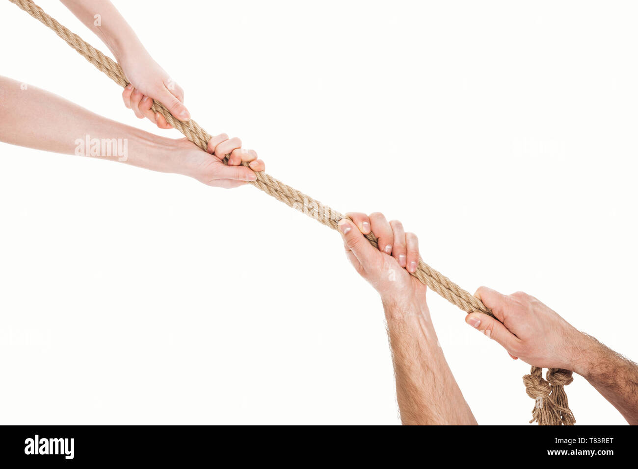 Woman pulling rope white background hi-res stock photography and images ...