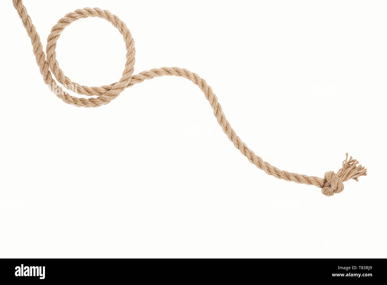 brown curled rope with knot isolated on white Stock Photo - Alamy