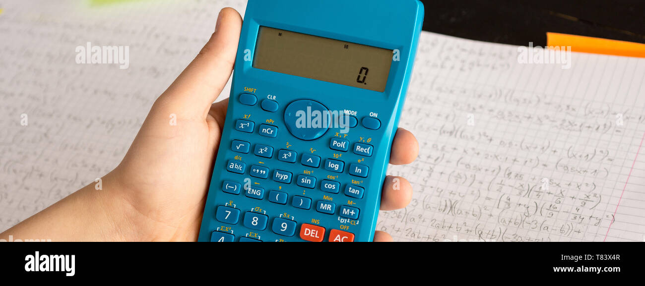 Scientific Calculator in the Action Hands During Mathematical Lesson ...