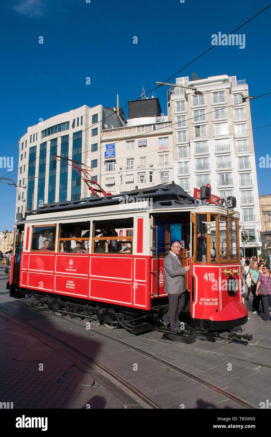 Turkey, Istanbul, Beyoglu, Taksim District, Taksim Square, tram Stock ...
